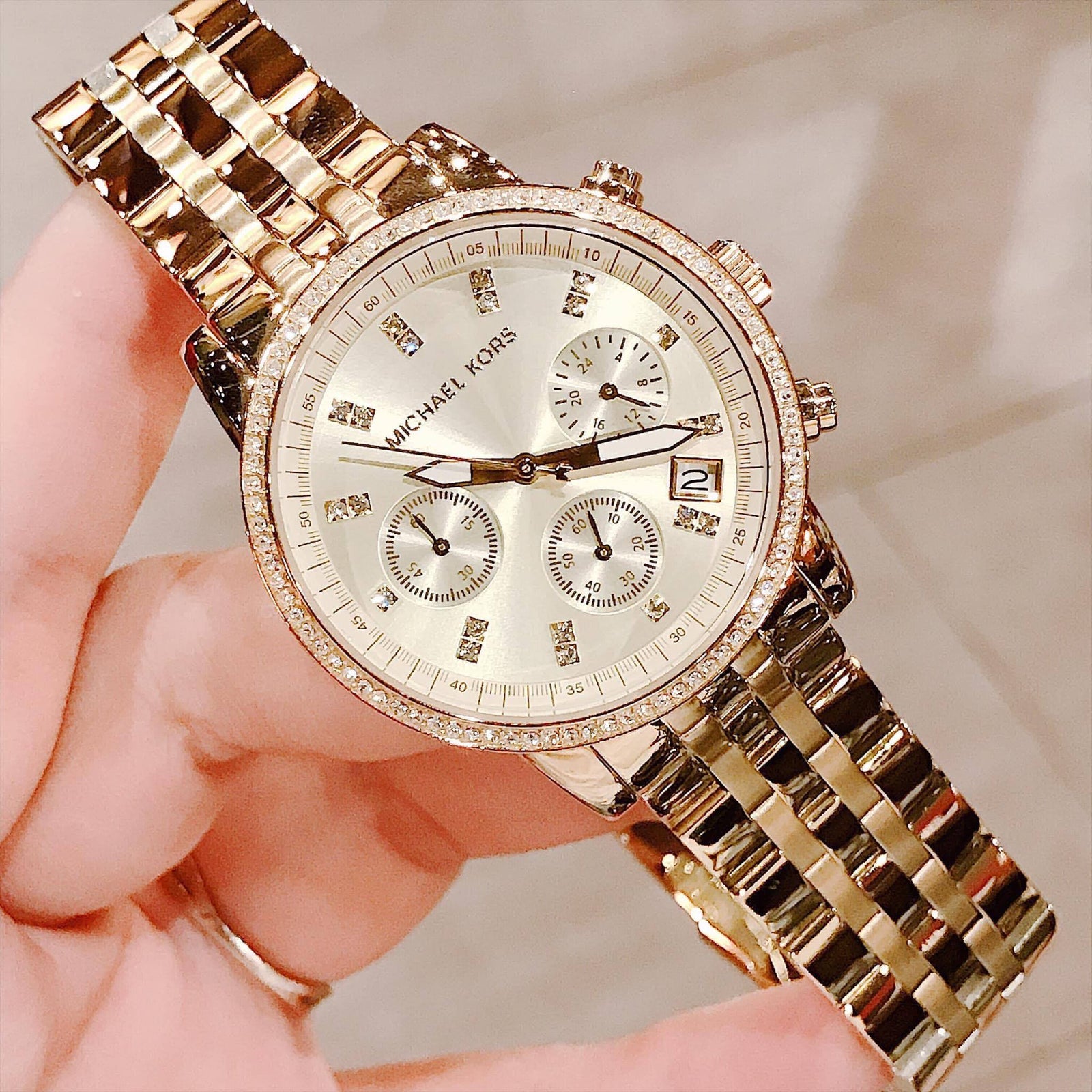 Michael Kors Runway Chronograph Gold Ladies Watch MK5698 Big Daddy Watches